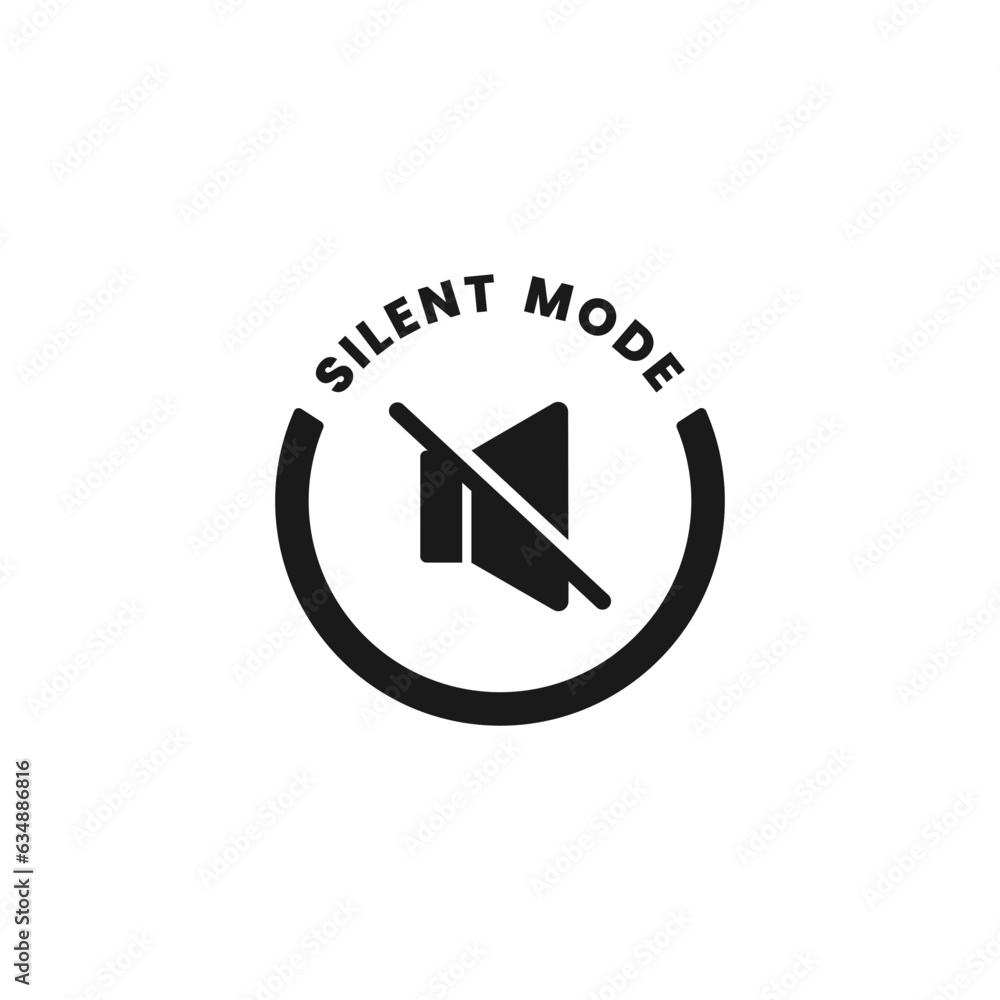 Silent mode icon or Silent mode label vector isolated in flat style ...