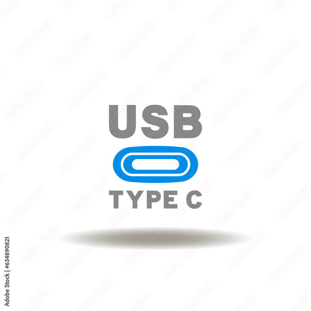 Vector illustration of usb type C connector. Symbol of modern high ...