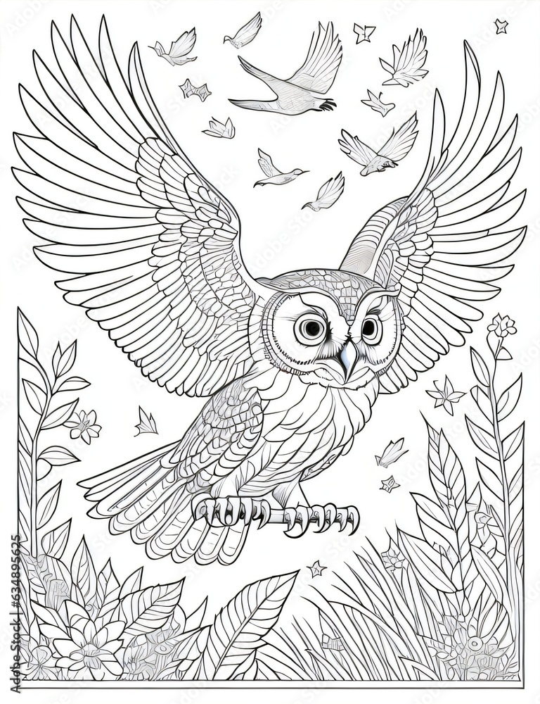 hand drawn vector illustration of an owl | owl coloring pages for ...