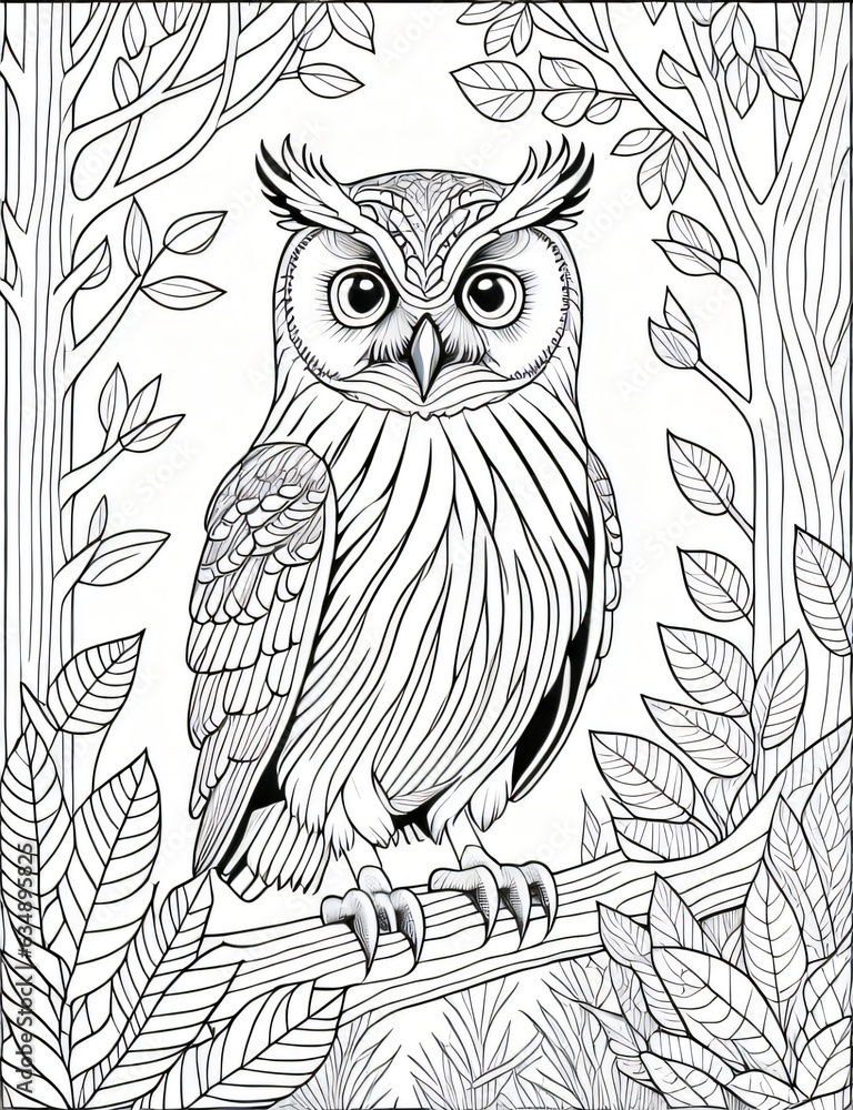 hand drawn vector illustration of an owl | owl coloring pages for ...