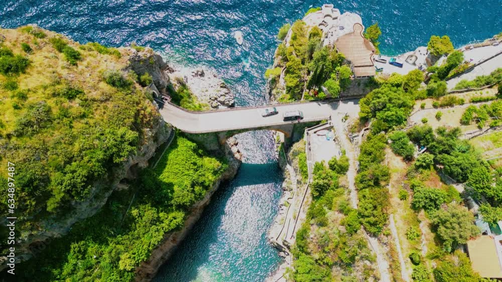 Amazing Furore Fjord aerial view: Famous and Iconic Bridge and Azure ...