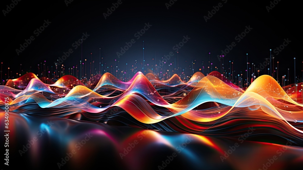 An illustration capturing the rhythmic impulses of an audio visualizer ...