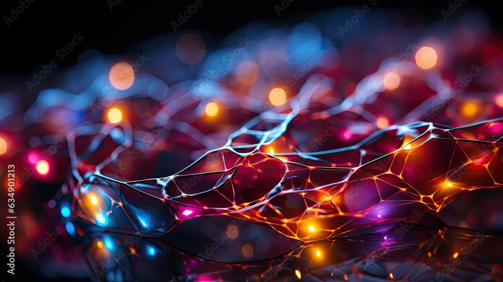 A captivating image depicting an abstract web of interconnected strings ...