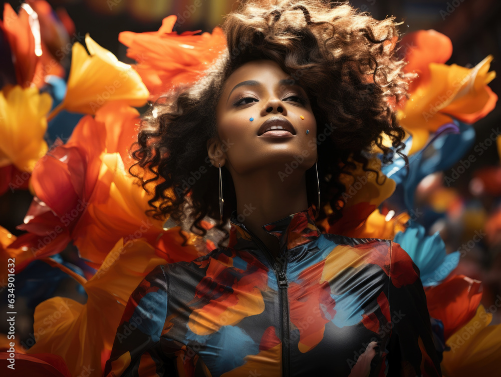 An abstract photo features a Black woman surrounded by a plethora of ...