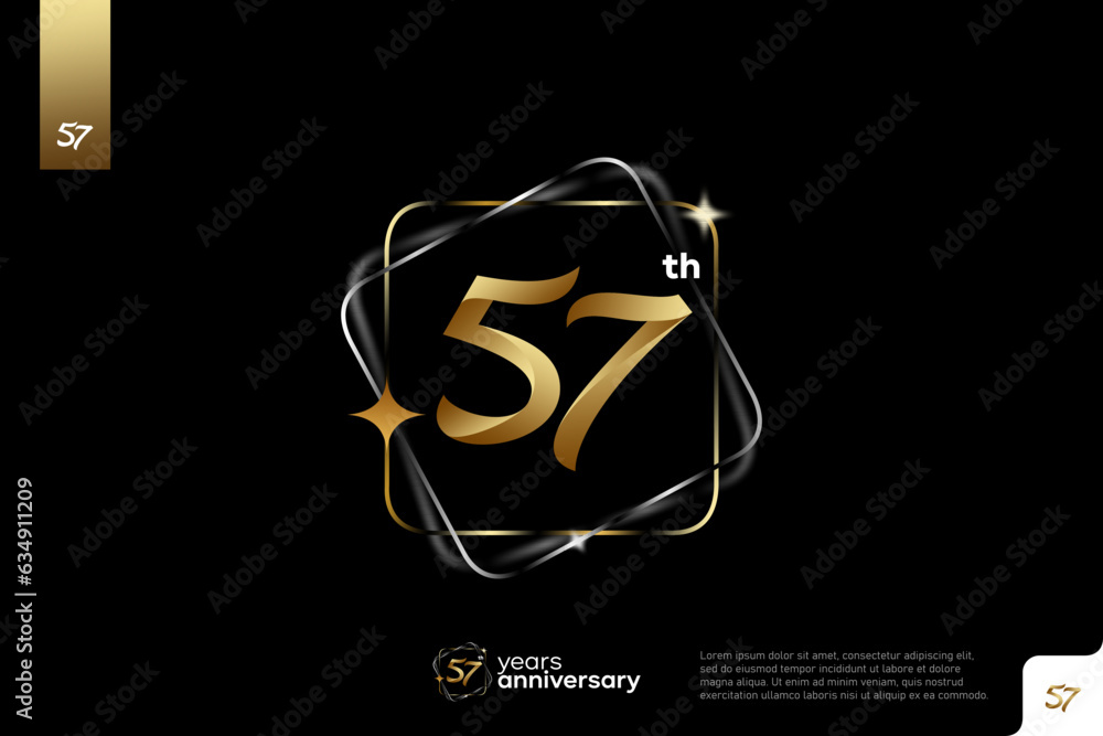 Gold number 57 logo icon design on black background, 57th birthday logo ...