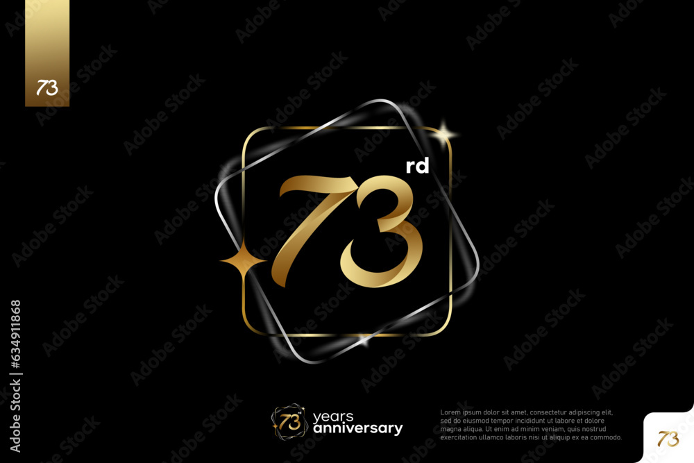Gold number 73 logo icon design on black background, 73rd birthday logo ...