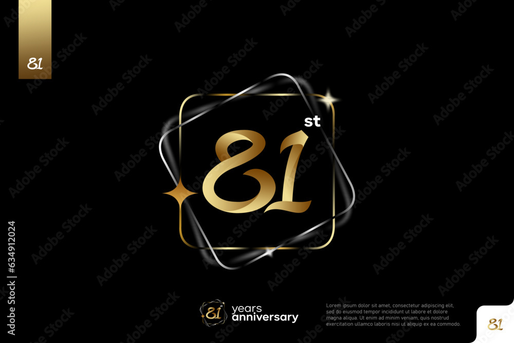 Gold number 81 logo icon design on black background, 81st birthday logo ...
