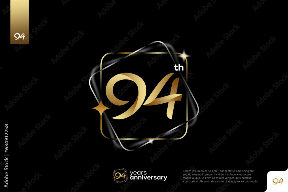 Gold number 94 logo icon design on black background, 94th birthday logo ...