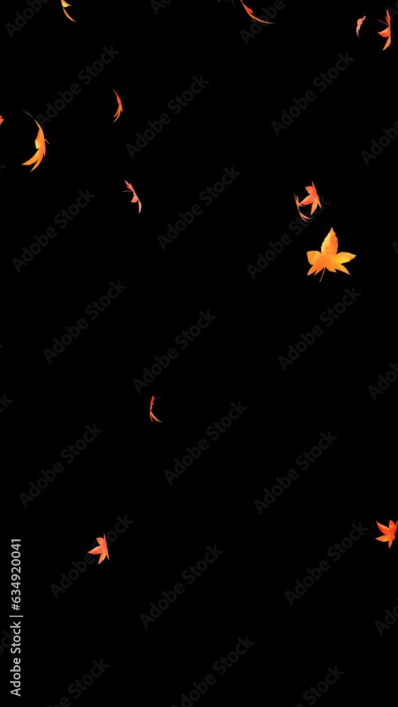 autumn leaves. Large and small leaves fall off. Animation material with ...