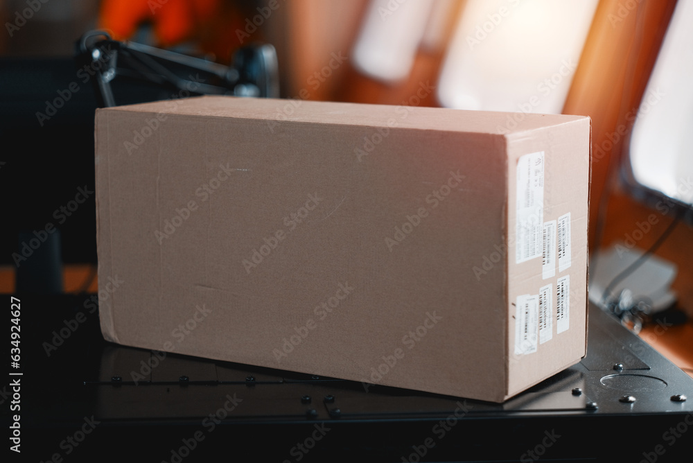 Mock-up of the cardboard box. Paper box isolated mock-up close-up. Post ...