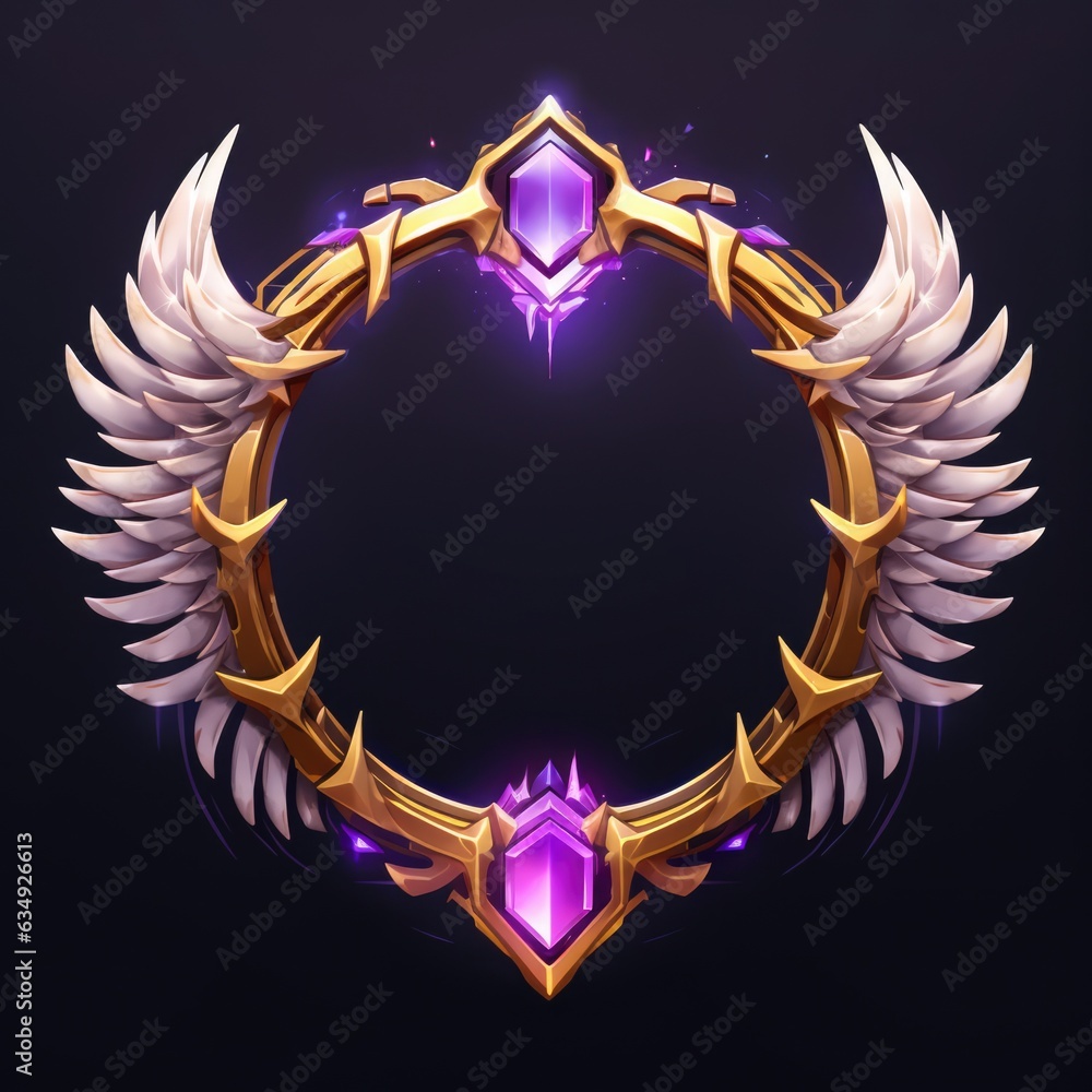 3D avatar frame, cartoon photo border render, game reward fantasy badge ...