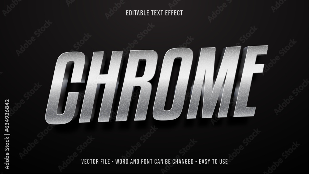 Editable text effect chrome mock up Stock Vector | Adobe Stock