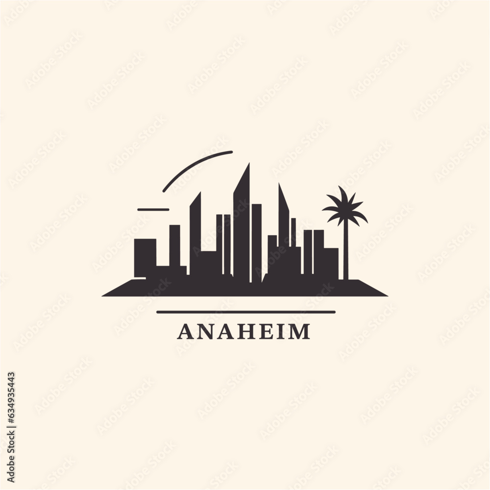 USA United States of America Anaheim modern city landscape skyline logo ...