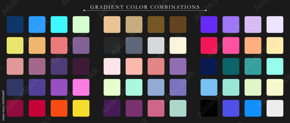 Gradient palette. Trend color palette guide template. An example of a ...