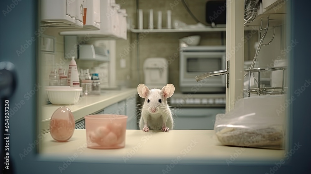 Mouse escapes from the laboratory's secured containment. Stock ...