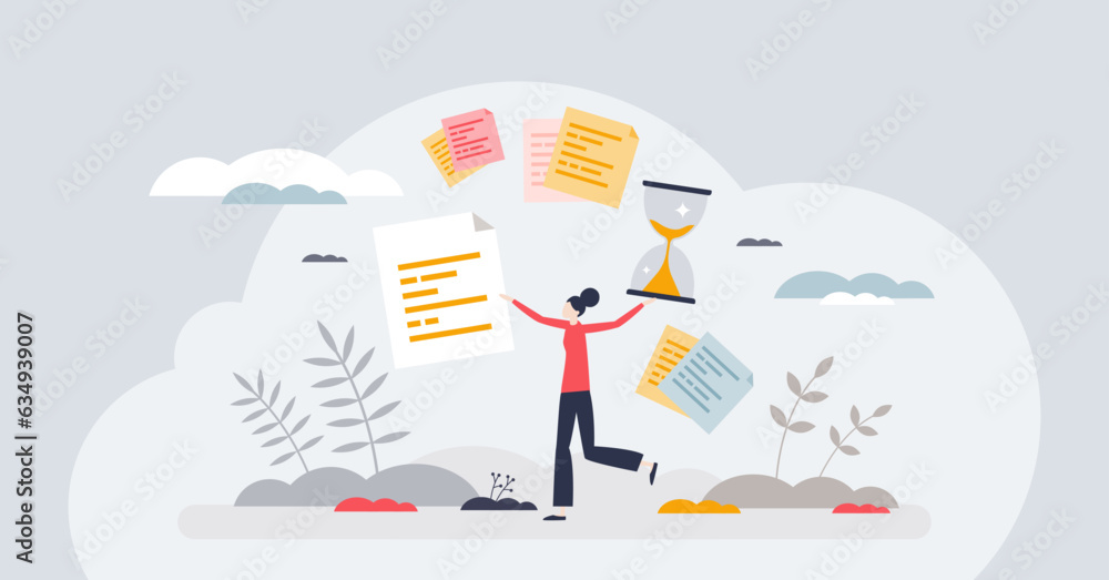 Time management and effective activity organization tiny person concept ...