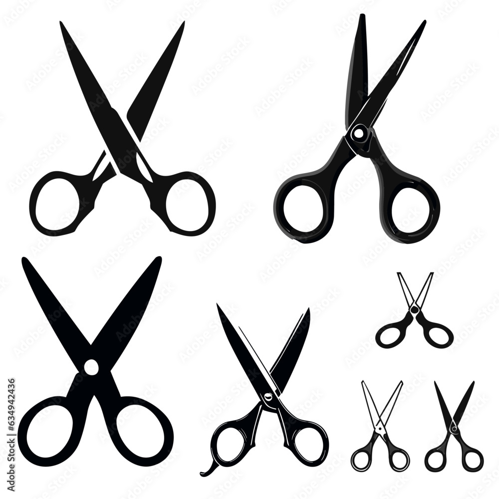 Scissor set ,open scissor in white background icon Stock Vector | Adobe ...