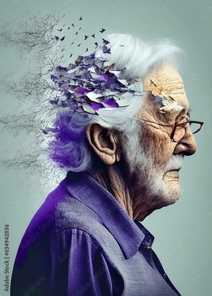 Captivating portrayal of memory loss: Senior man's silhouette fades ...