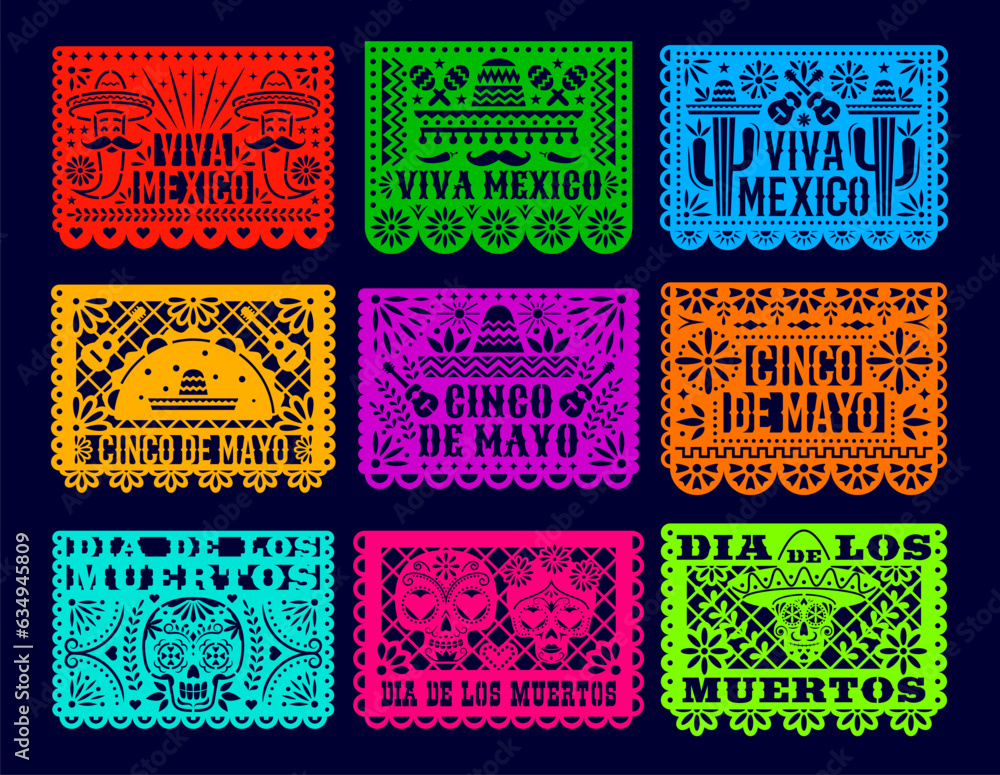 Photo & Art Print Papel picado mexican dia de los muertos holiday flags ...