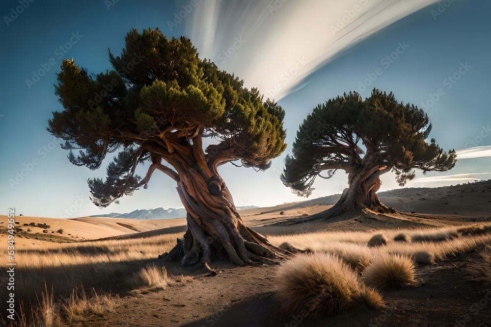 The old and turned bristlecone pine trees standing gladly in a tall ...