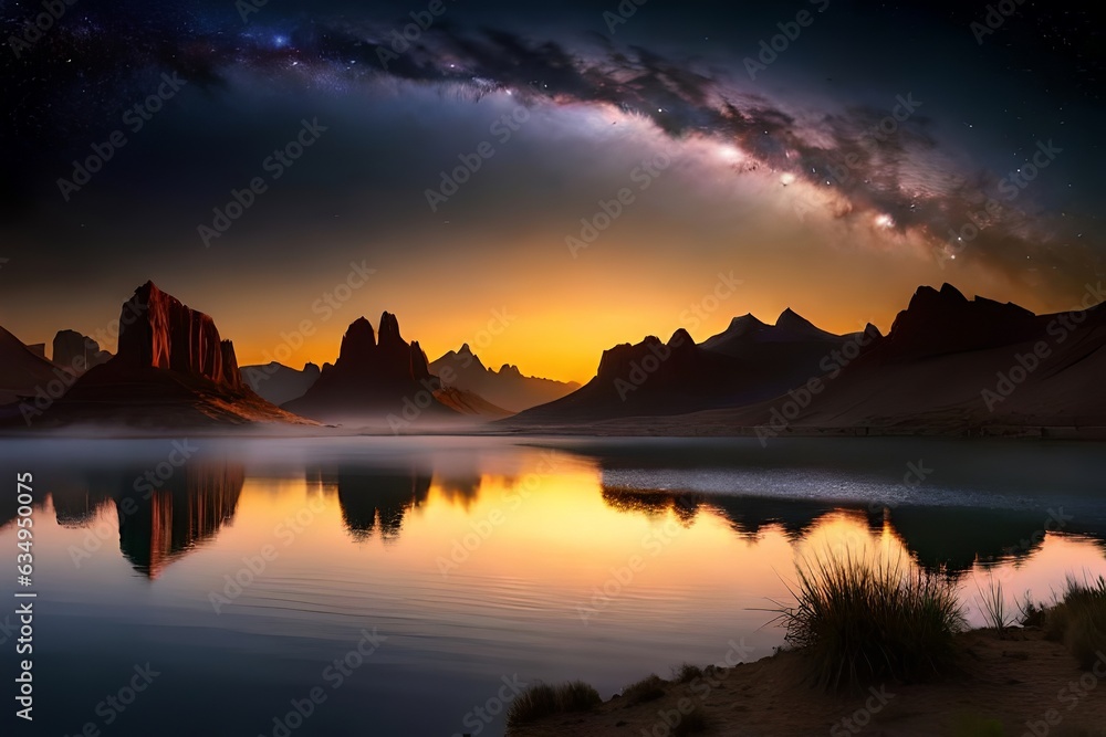 An take off plant take off spring underneath the starry night sky ...