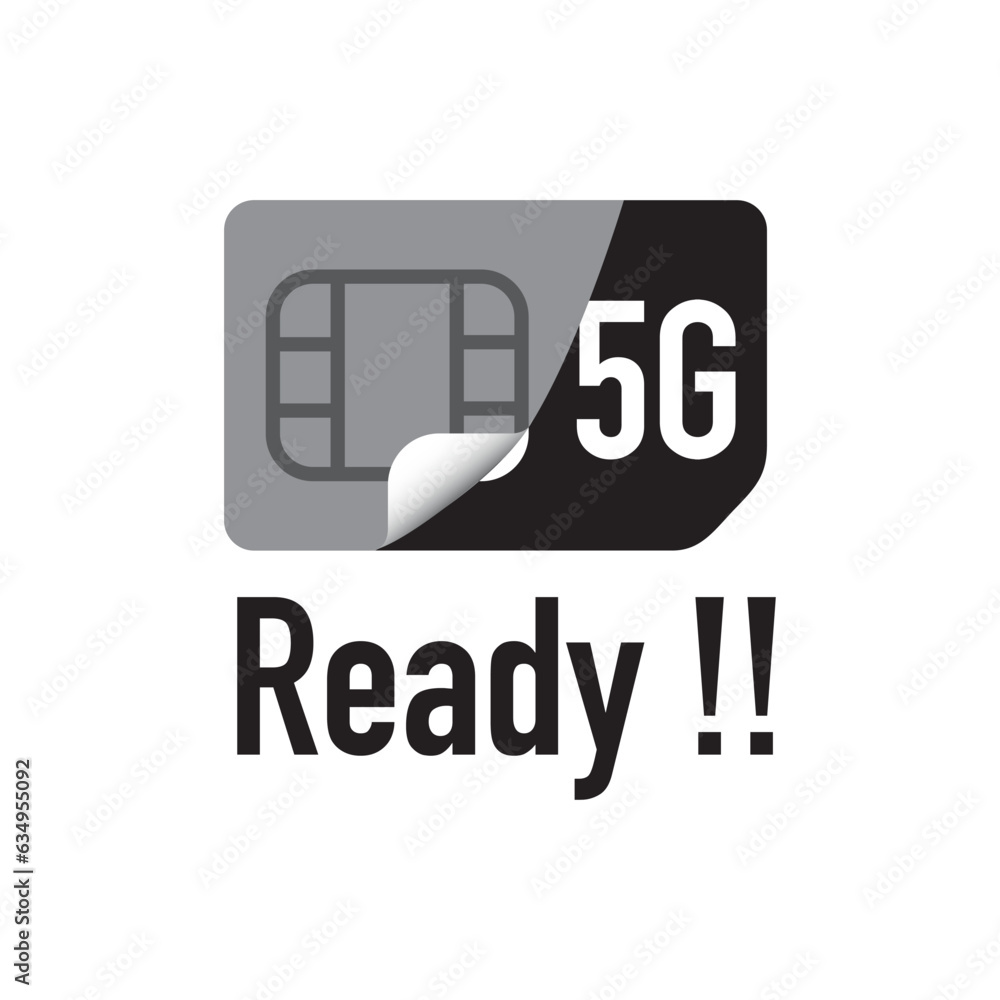 5G ready with sim card logo design icon template. Vector illustration ...