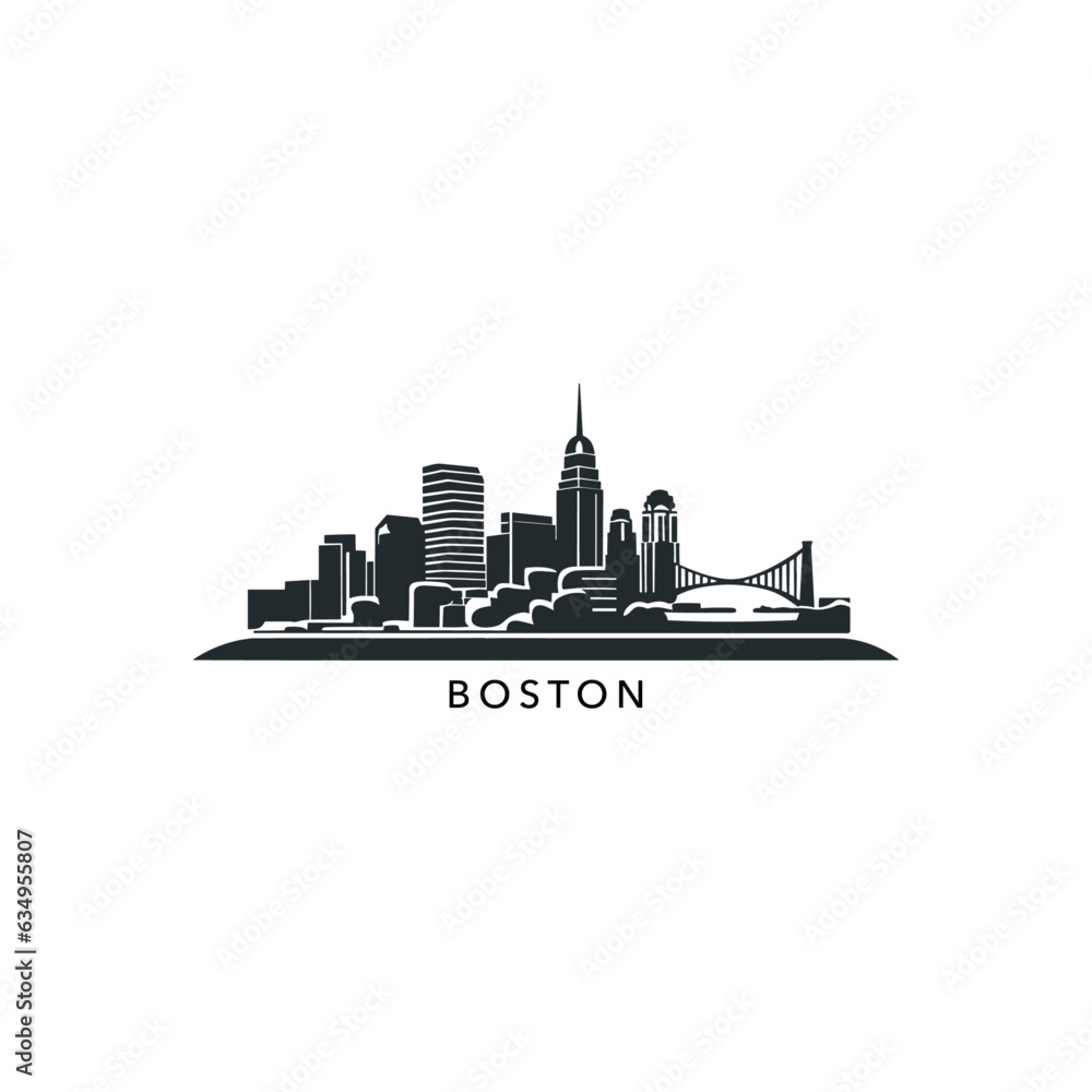 USA United States of America Boston modern city landscape skyline logo ...