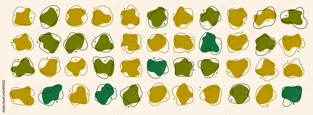 Vector abstract blob shapes set. Irregular green organic elements ...