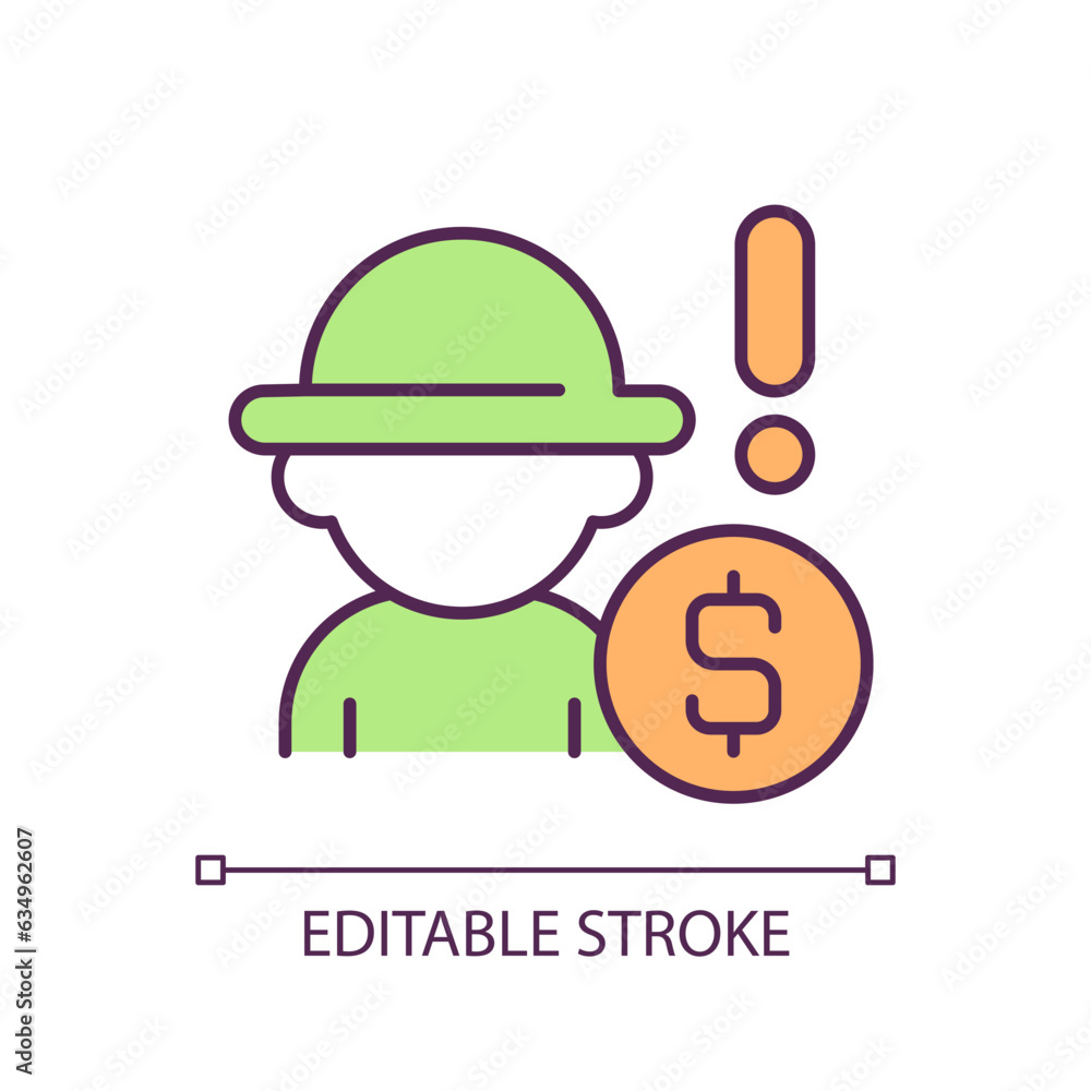 Child exploitation RGB color icon. Agriculture industry. Right to ...