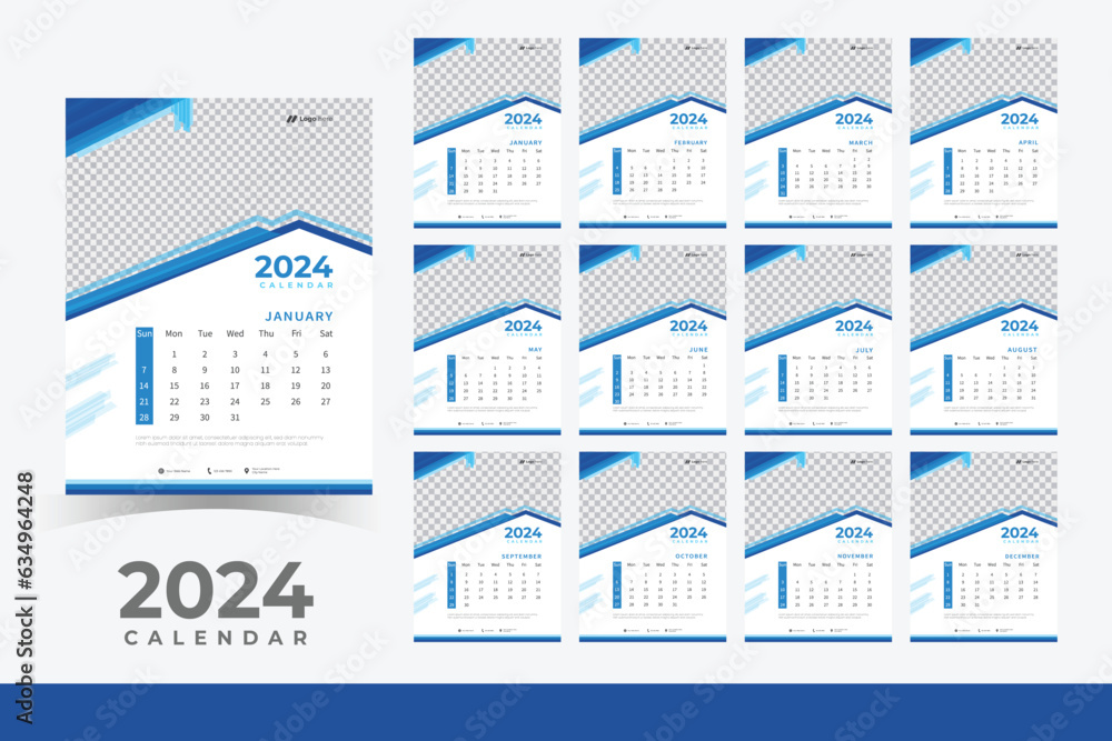 2024 Calendar Wall Design Template Modern Wall New Year Calendar Design ...