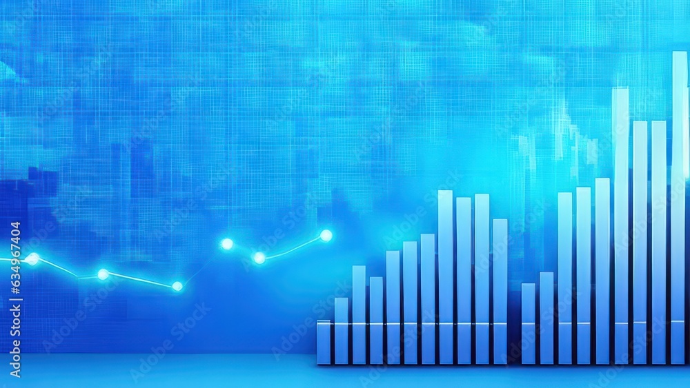 Blue money business graph finance chart diagram on economy 3d coin ...