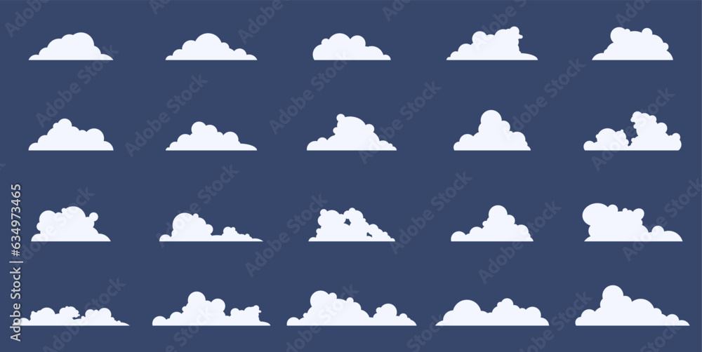 cloud icon pack set - cloud icon vector set, cloud icons various shapes. cloud icon pack vector ...