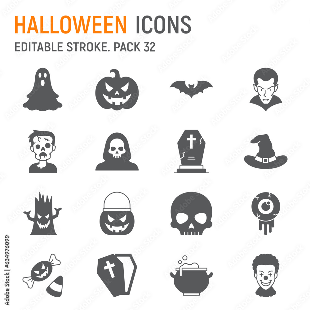 Halloween glyph icon set, holiday collection, vector graphics, logo ...