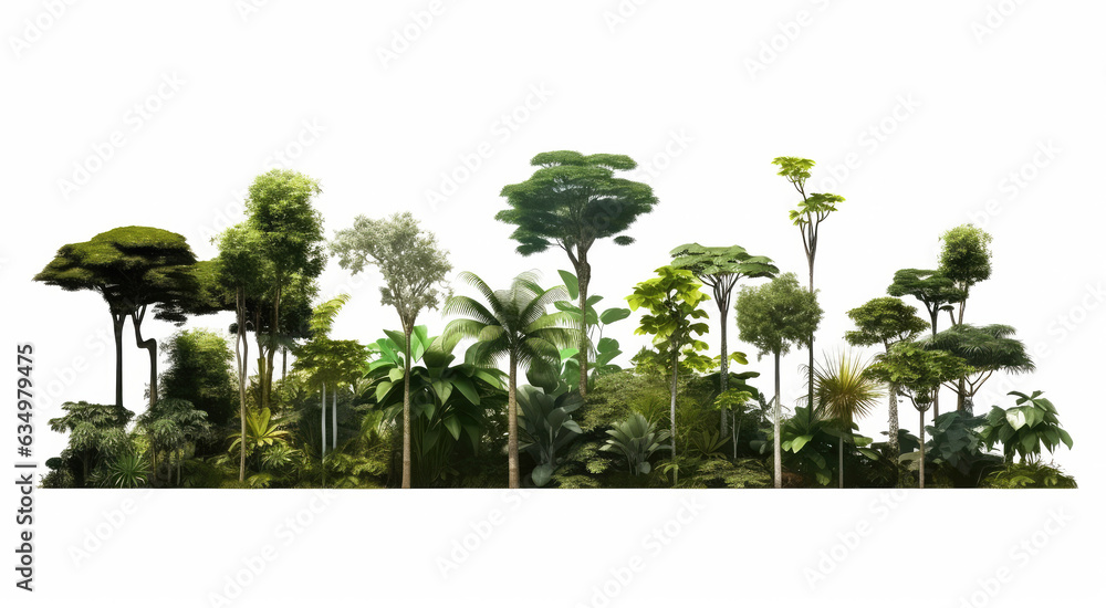 Jungle rain forest trees shapes cutout transparent backgrounds ...