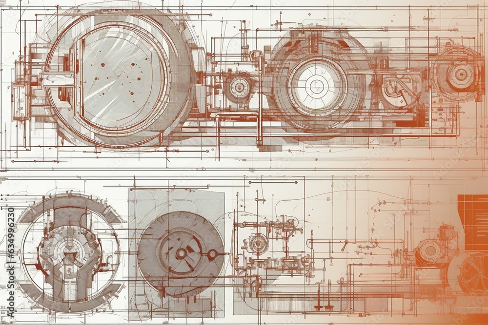Vector illustration of an industrial background depicting technical ...
