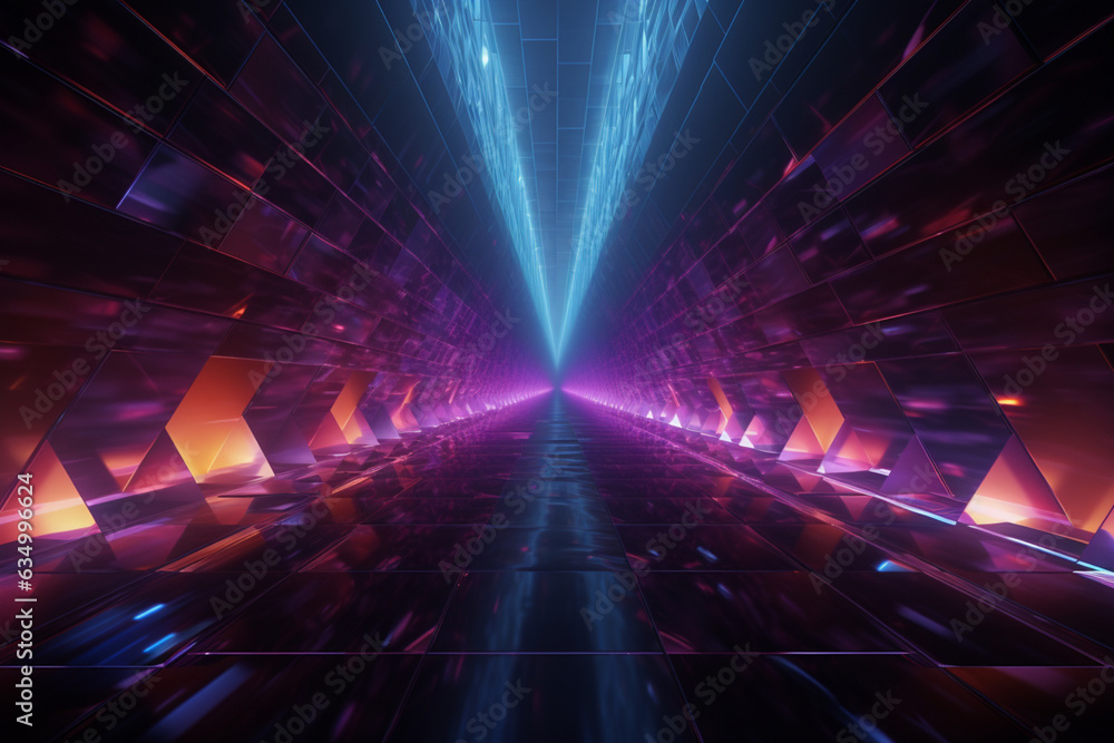 Geometric brilliance bathed in neon, a visual spectacle for dynamic ...