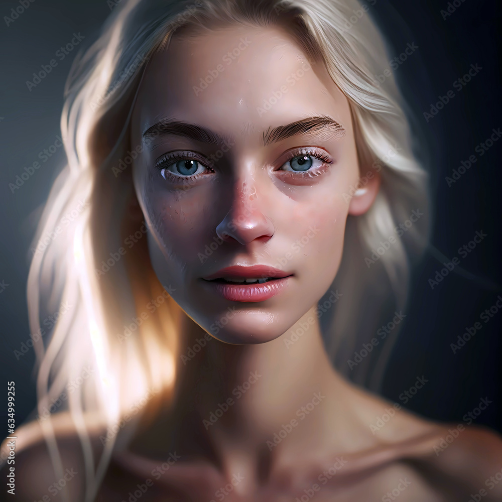 Portrait of a young skinny blonde woman. Generative ai design. Stock ...