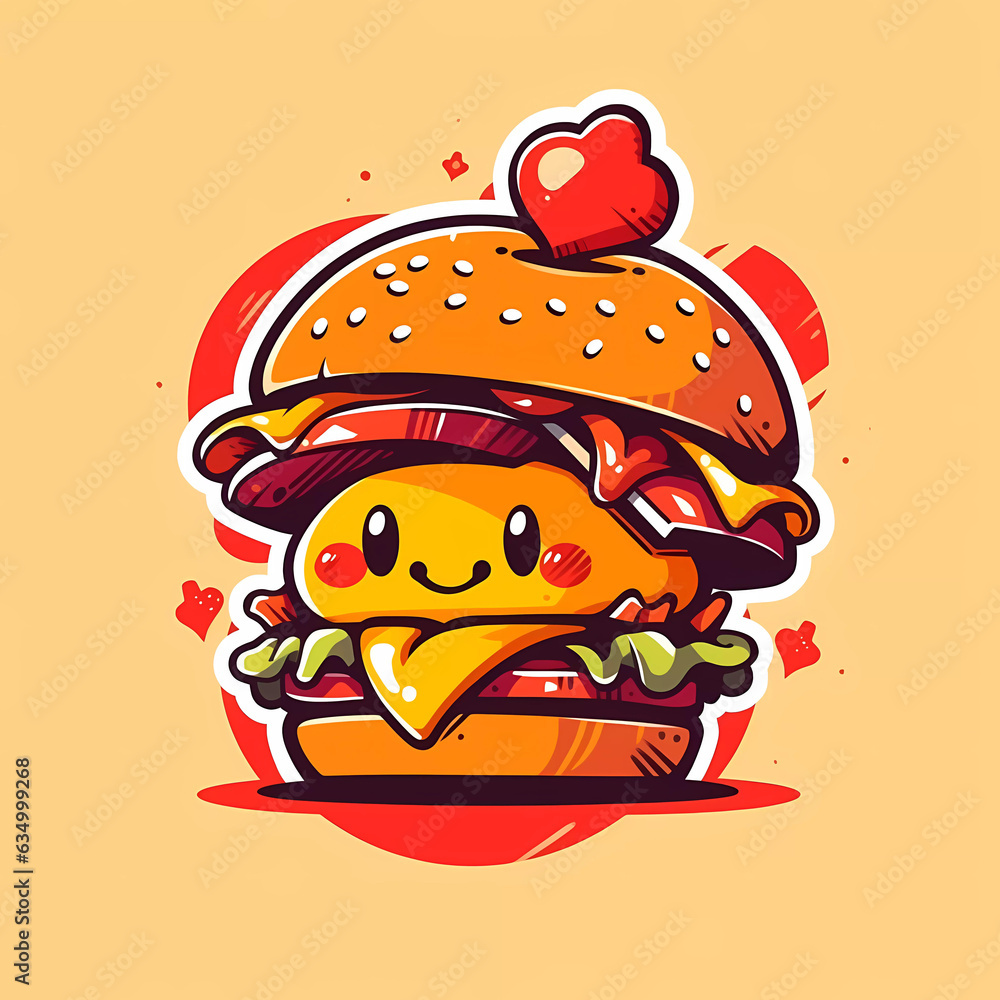 Cute cartoon burger mascot. Generative ai design concept art. Stock ...