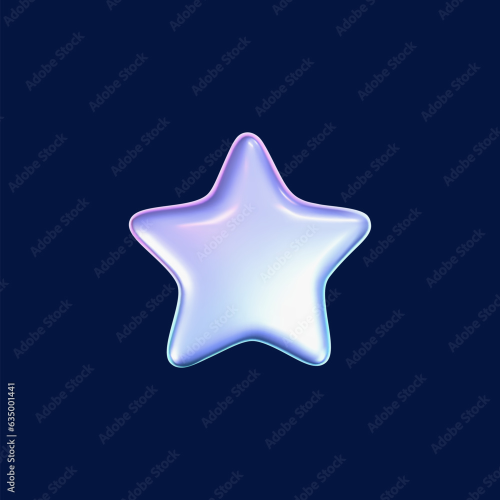 3d holographic star in y2k futuristic style isolated on dark background ...