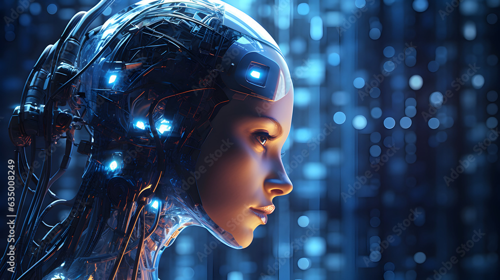 Beautiful female robot with artificial intelligence. Stock Photo ...