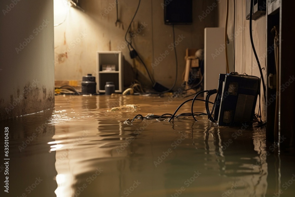 Cleaning up flooded electrical/basement room w/ deep water & mop. Water ...