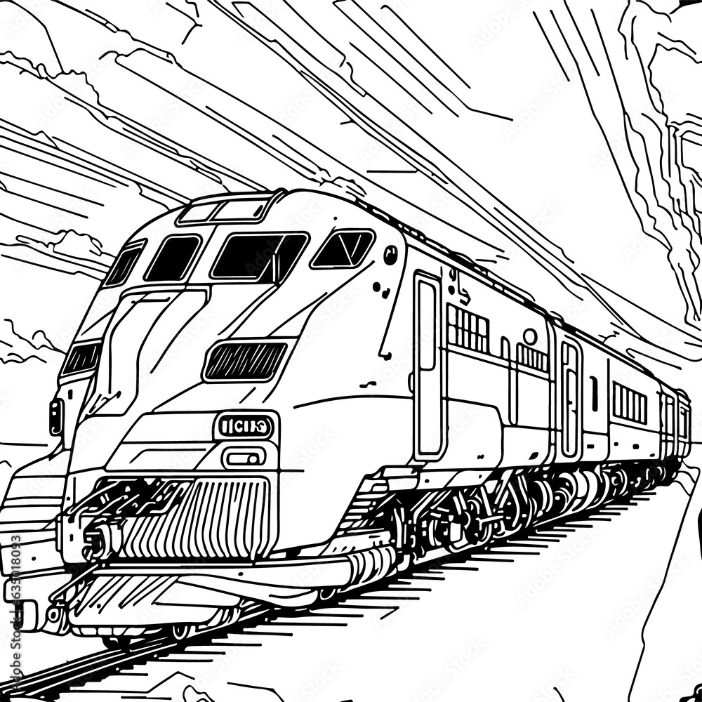 Line art train in motion. Train Line Drawing Clip Art. Png line art ...
