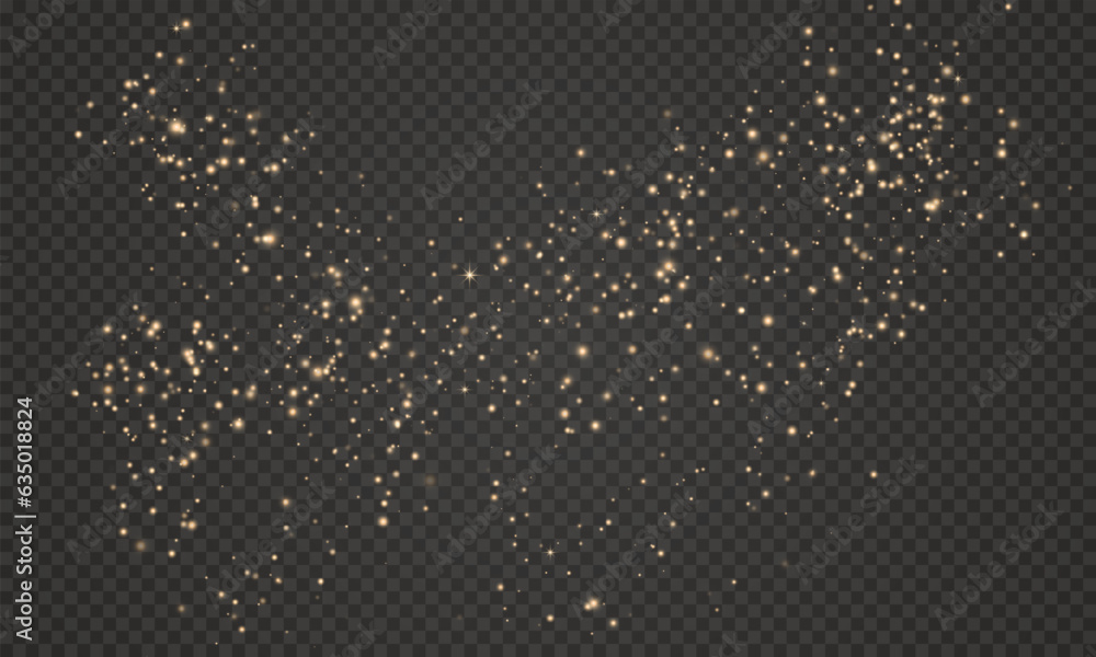 Vector Illustration of Glitter Particle Effect. Golden sparkling trail ...