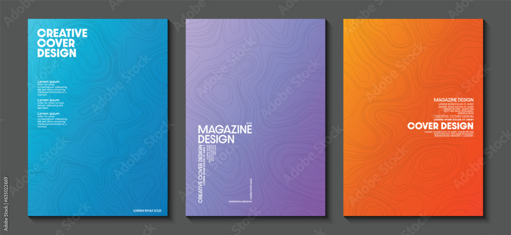 Collection of posters design patterns with geometric lines. Multicolor ...