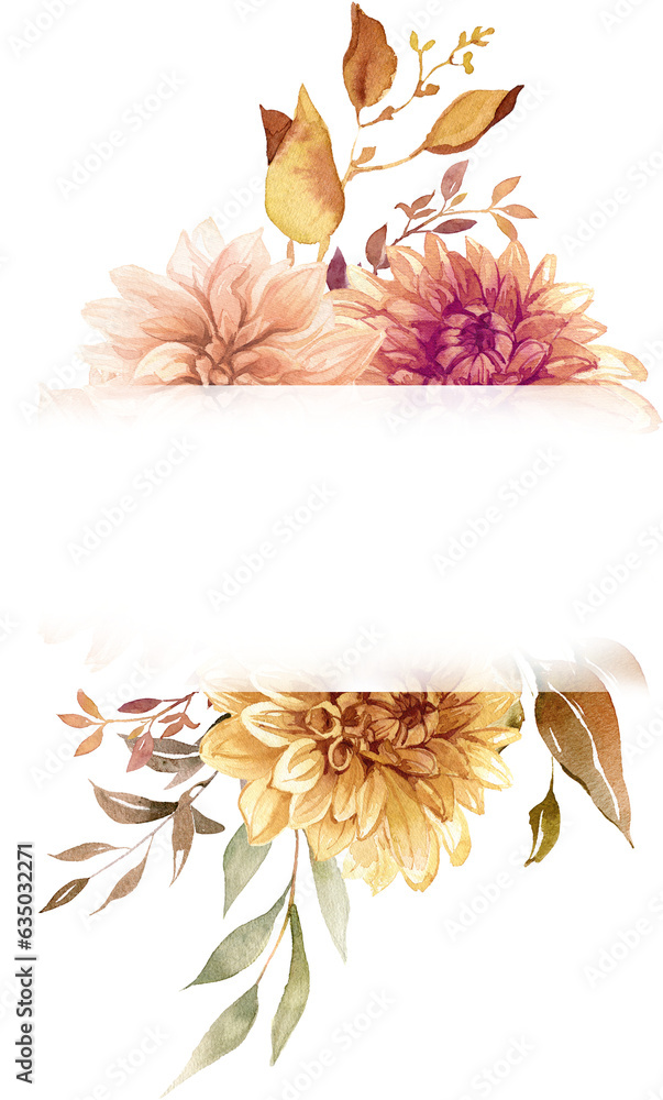 Autumn floral frame PNG. Fall wreath. Rusty flowers border. Terracotta ...