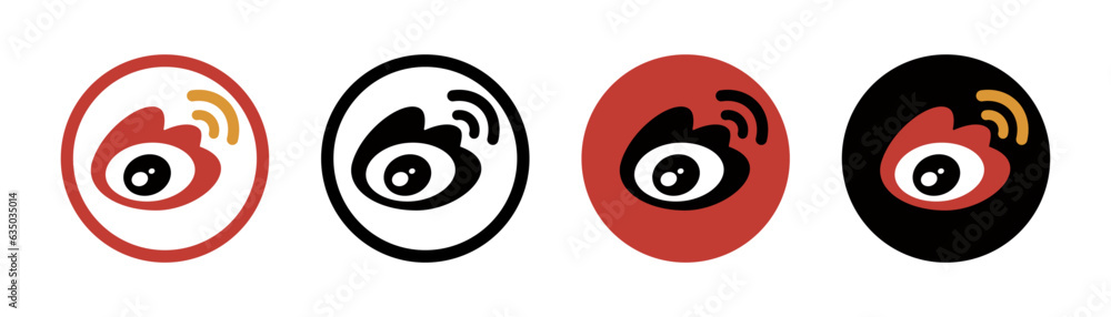 Weibo logo. Sina Weibo logo. Social network icons set. Weibo round logo set. Editorial ...