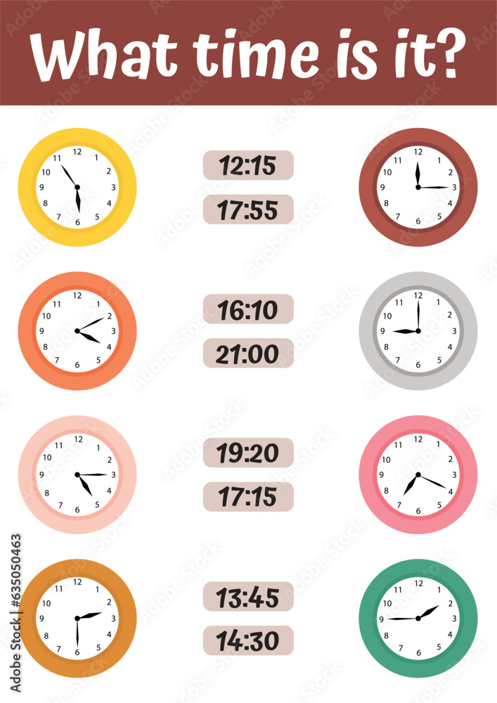 Useful games with clock for preschool children. Tell time set with ...