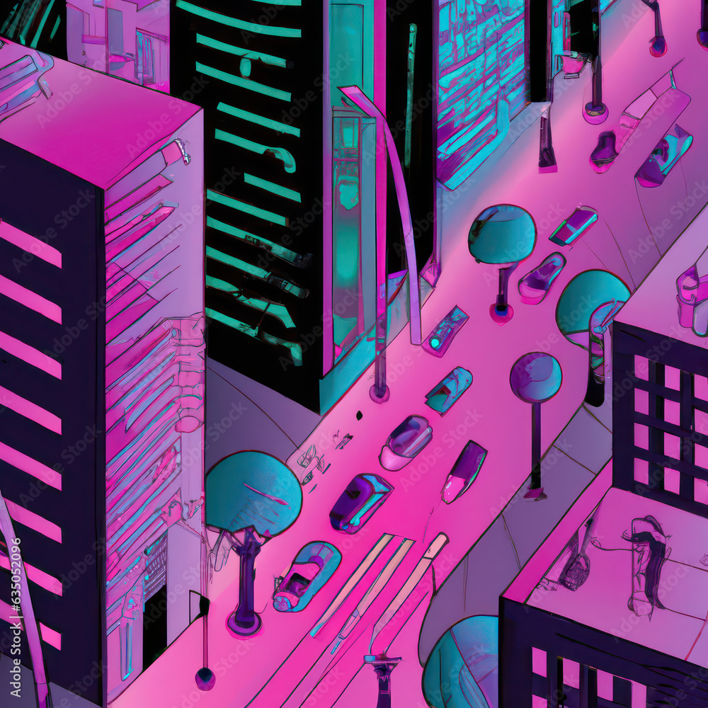 AI generated futuristic city purple and green color scheme, futuristic ...