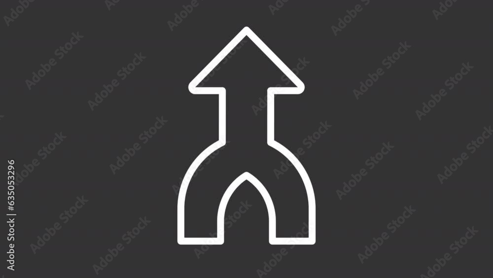 White icon animation of road merge arrow, HD video with transparent ...