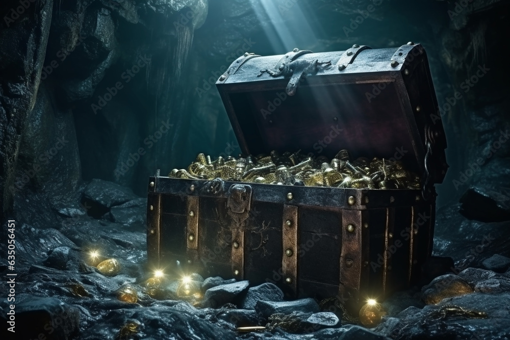 A pirate treasure chest hidden in a cave is a fascinating treasure that ...